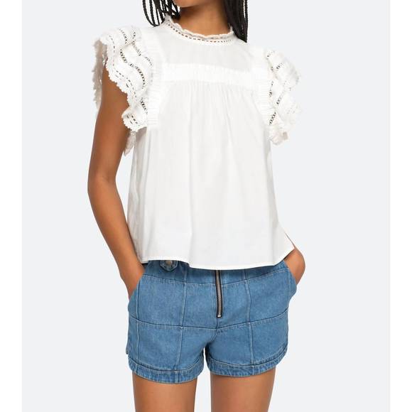 Sea | Tops | New Sea Rylee Crochet Flutter Sleeve Top In White | Poshmark